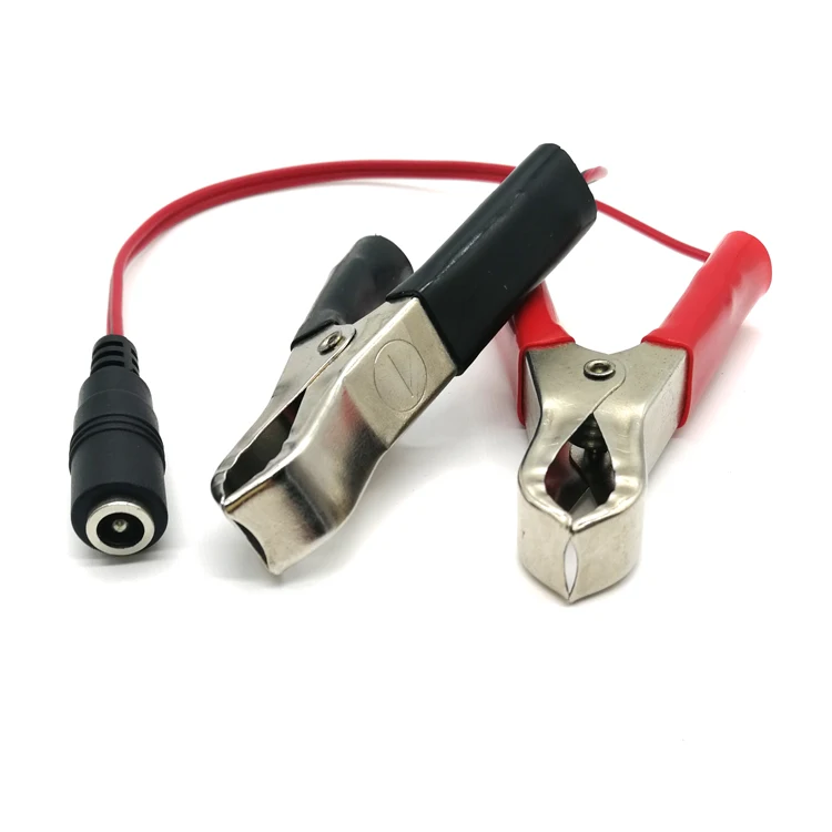 DC Barrel 5.5x2.1mm Male Plug to Dual Alligator Clips Cable