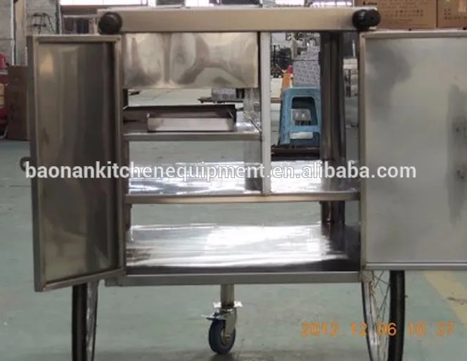 Stainless Steel Hand Push Food Cart Street Food Vending Cart / Hand ...