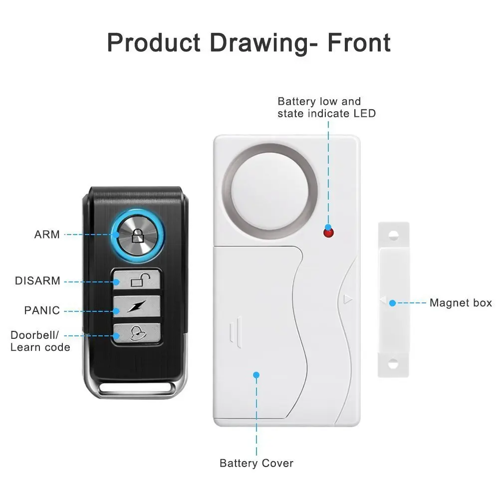 Remote Control Wireless Magnet Door Alarm,Door Open Magnetic Sensor ...