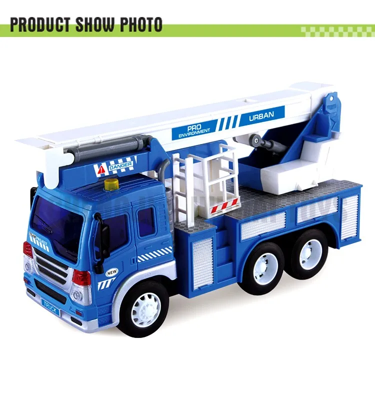 1 16 Scale Plastic Friction Blue Fire Truck Toy With Light And Music ...