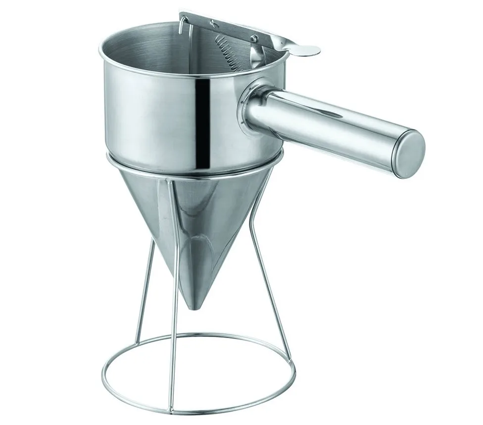 7 1/2" 2 Liter Stainless Steel Confectionery Funnel With 3 Nozzles ...