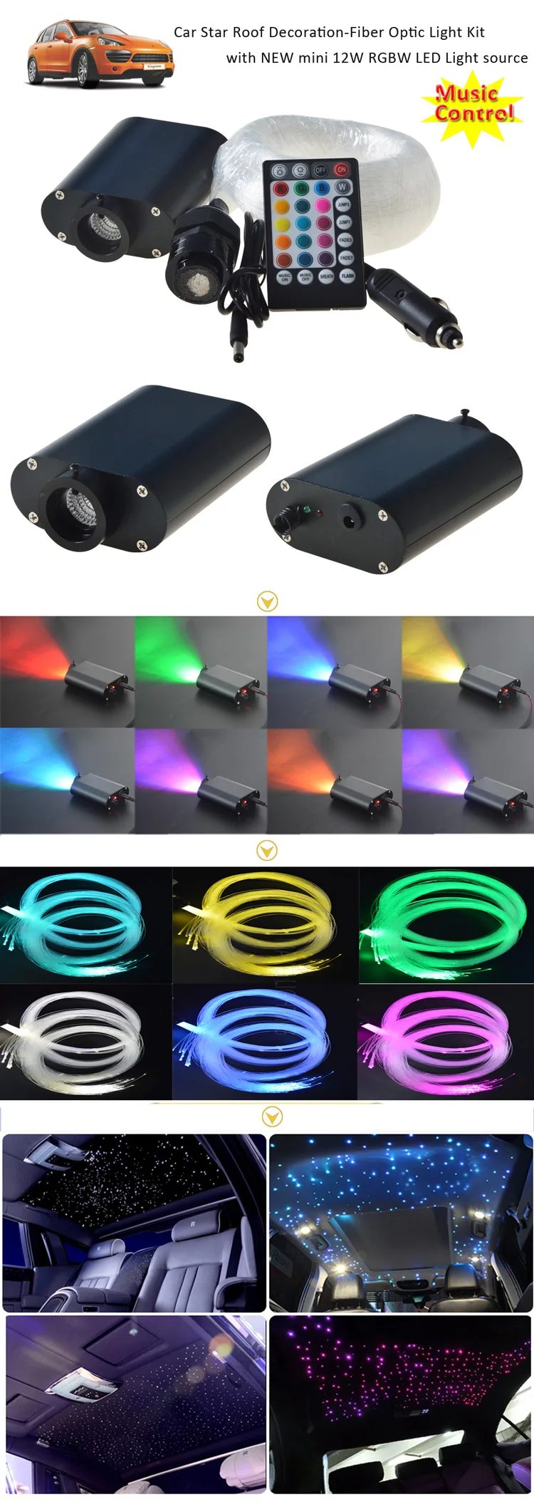 Star Sky Car Twinkle Fiber Optic Starlight Car Accessories Led Interior ...