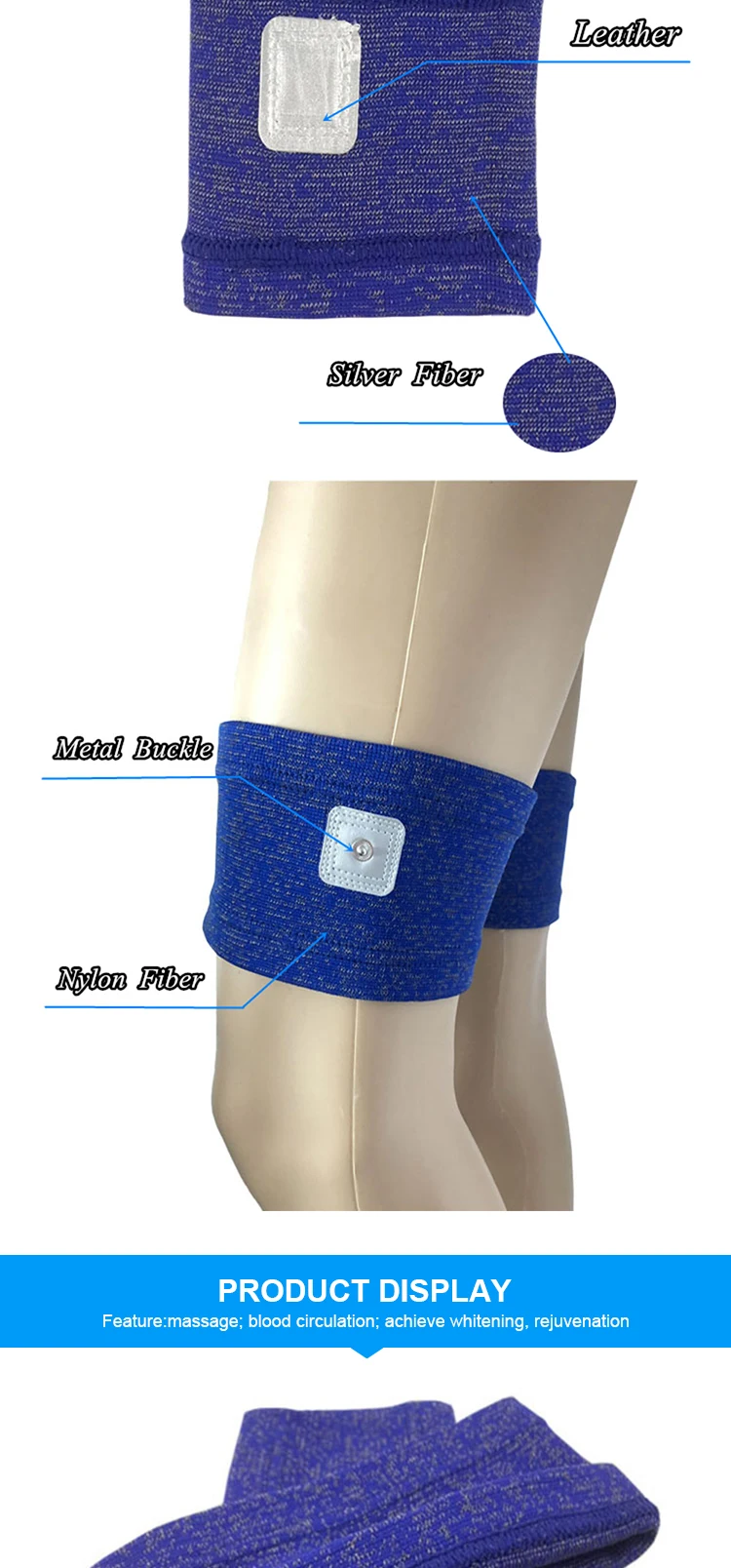 Tens Unit Electrode Knee Sleeve Silver Fiber Vibrating Unit Knee Sleeve ...