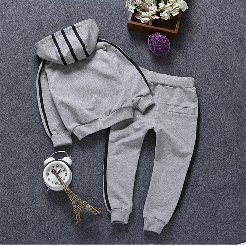 2017children Boys' Spring Kids Boy Gym Clothing Set Hooded Jacket ...
