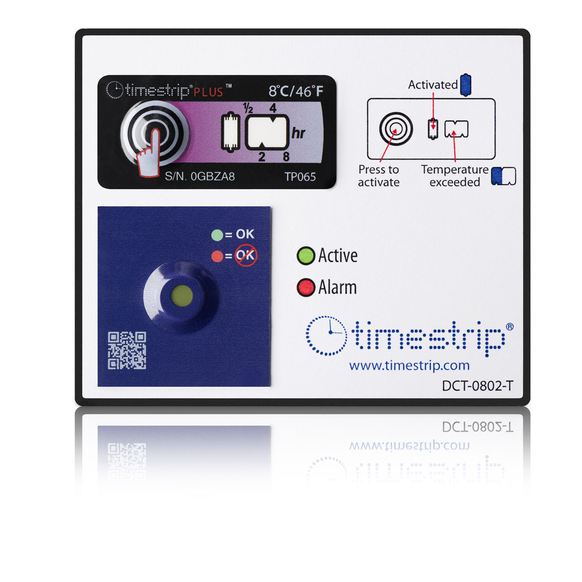 Timestrip Complete Time Temp Labels for 2-8°C Cold Chain Monitoring