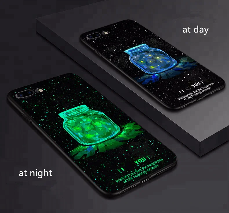 Hot Selling 3D embossed luminous cell phone case with glow in the dark mobile phone case for ...