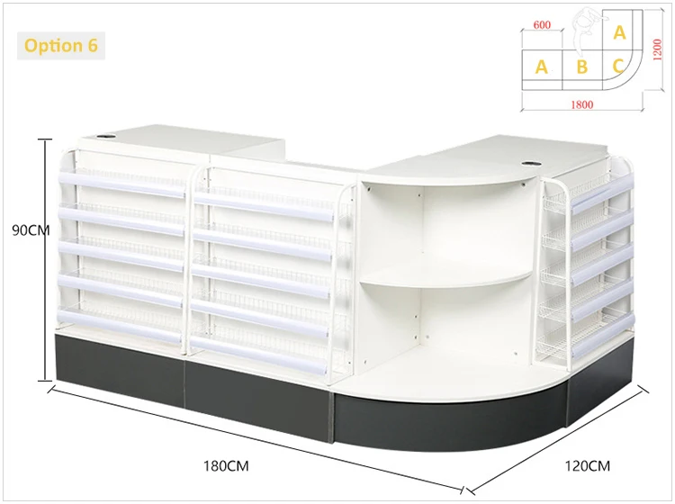 L-shaped Cashier Table - Modern Design for Convenience Store