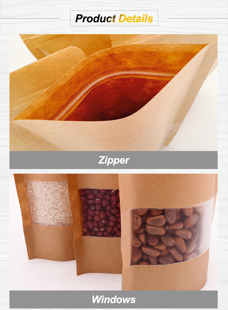 17x24+4cm Reclosable Zipper Craft Paper Food Packaging Bags,Stand Up ...