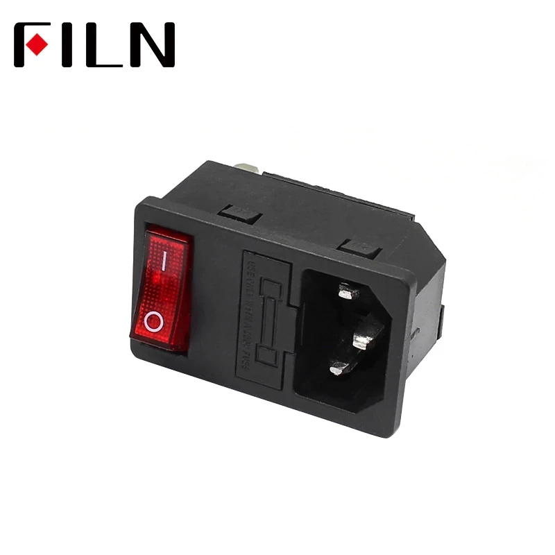 New Integral Red Light 10a 250vac Rocker Switch Power Rocker Fused Iec ...
