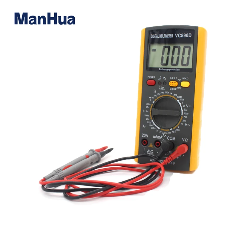 Manhua Vc890d Digital Multimeter Tester With Lcd Display, Ac/dc Voltage ...