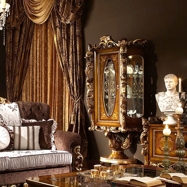 Luxury French Rococo Style TV Stand - Solid Wood Cabinet
