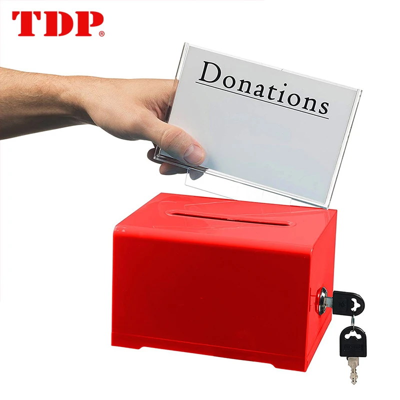 Red Acrylic Ballot Box Acrylic Donation Box Acrylic Suggestion Box With ...