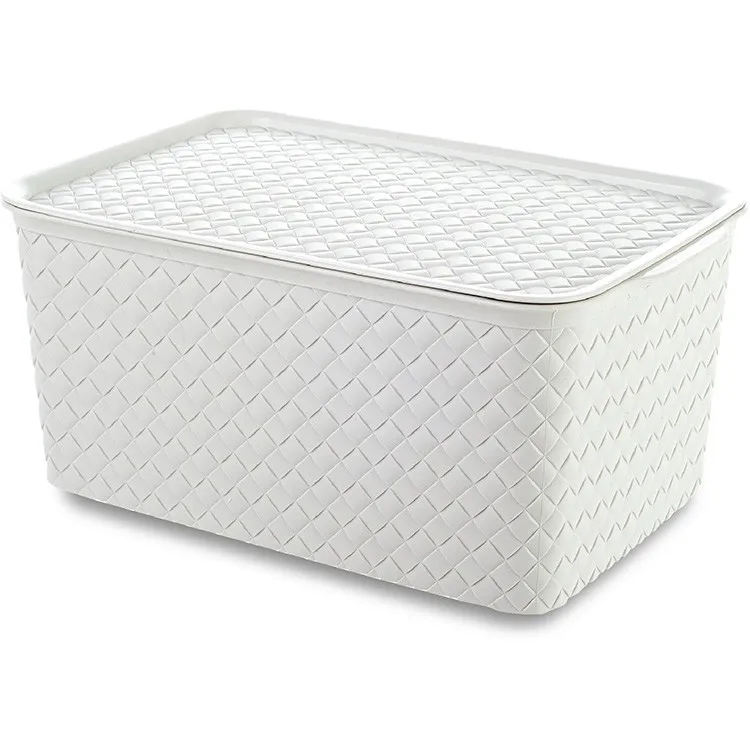 7.5l Pp Oblong Shaped Plastic Opaque Rattan Storage Box With Lid - Buy ...