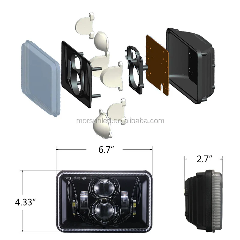 D0T 4x6 LED Headlight for Freightliner FLD120 - 50000h Life Span