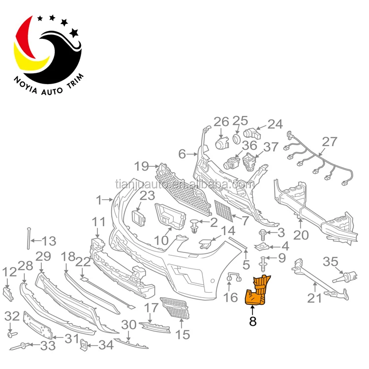 Front Bumper Cover Support Trim Oem 1668850124 For Mercedes Benz W166 ...