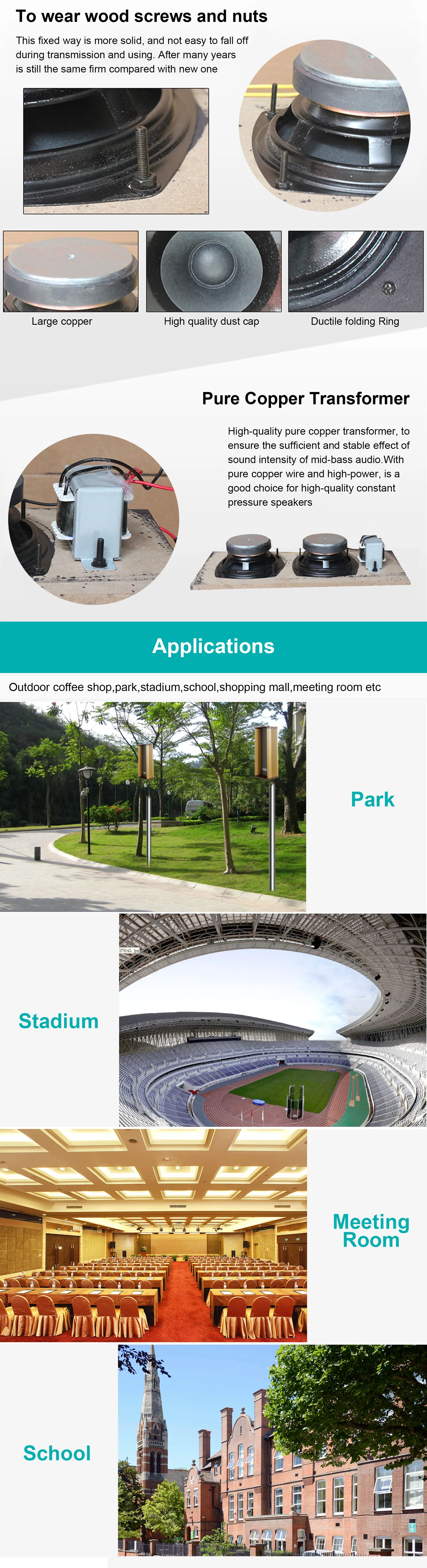 DSPPA DSP208 40W Waterproof Column Speaker for Outdoor PA