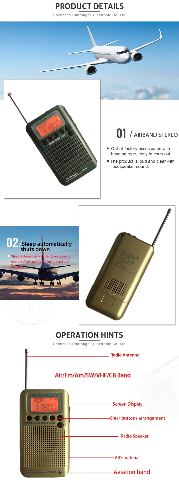 Portable Aircraft Band Radio - FM MW SW AIR CB VHF