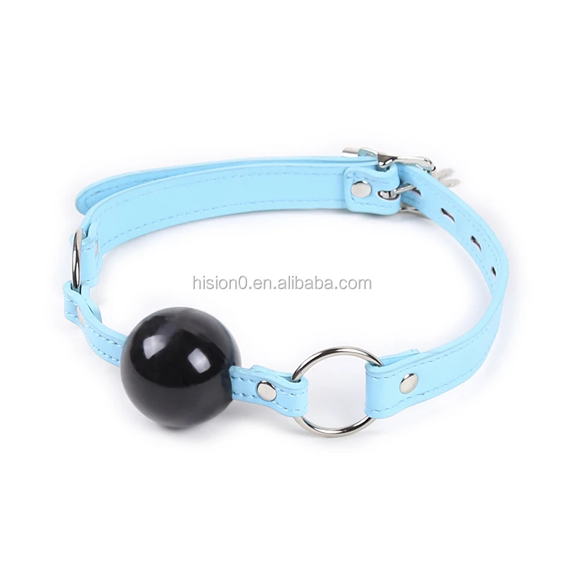 Lockable Silicone Black Ball Gag with Colorful Leather Belt