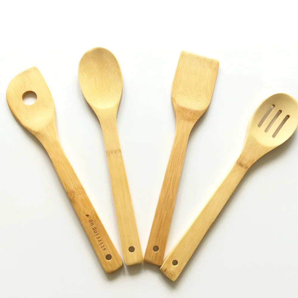 Natural Bamboo Kitchen Tools Cookware Spoon Spatula Bamboo Kitchen ...
