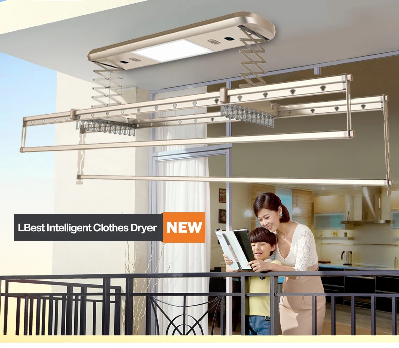 Hot Sale Balcony Drying Rack Ceiling Clothes Dryer Rack Automatic Smart ...