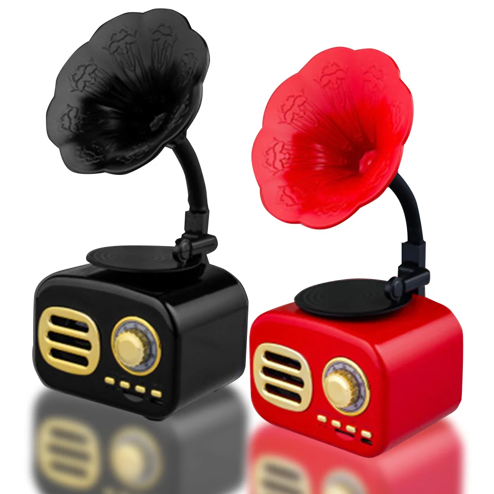 Mini Portable Music Box Outdoor Wireless Retro Phonograph Wooden ...