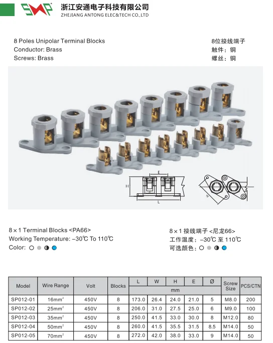 8 Pole Terminal Connexion/ 8way Terminal Block/ One Side Terminal - Buy ...