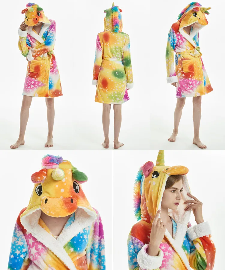 Aiminyz Animated Bathrobes For Women Unicorn Sleepwear Animal Robe For ...