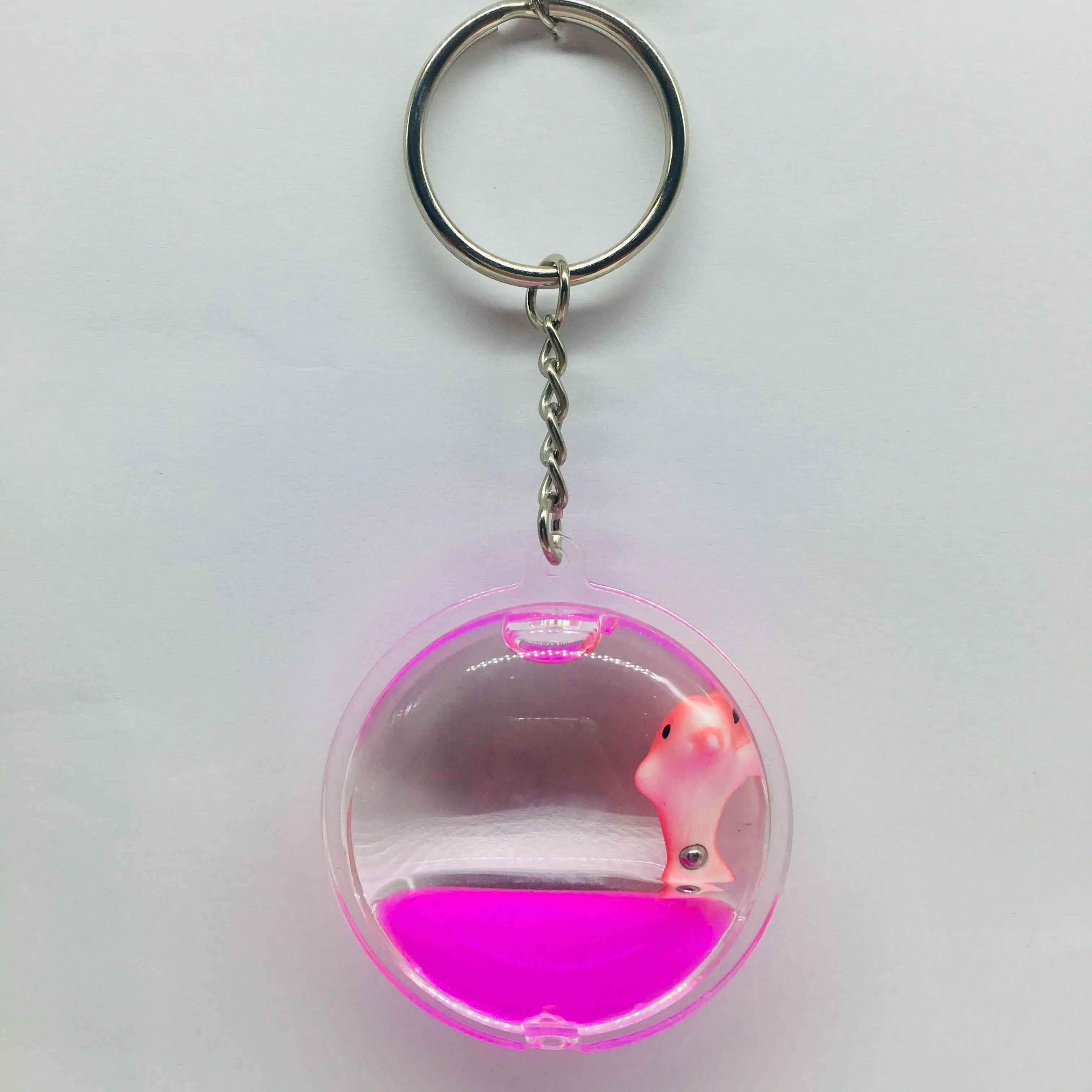 Pink Liquid Keychain With Cute Dolphin Floater Inside 3d Floater ...
