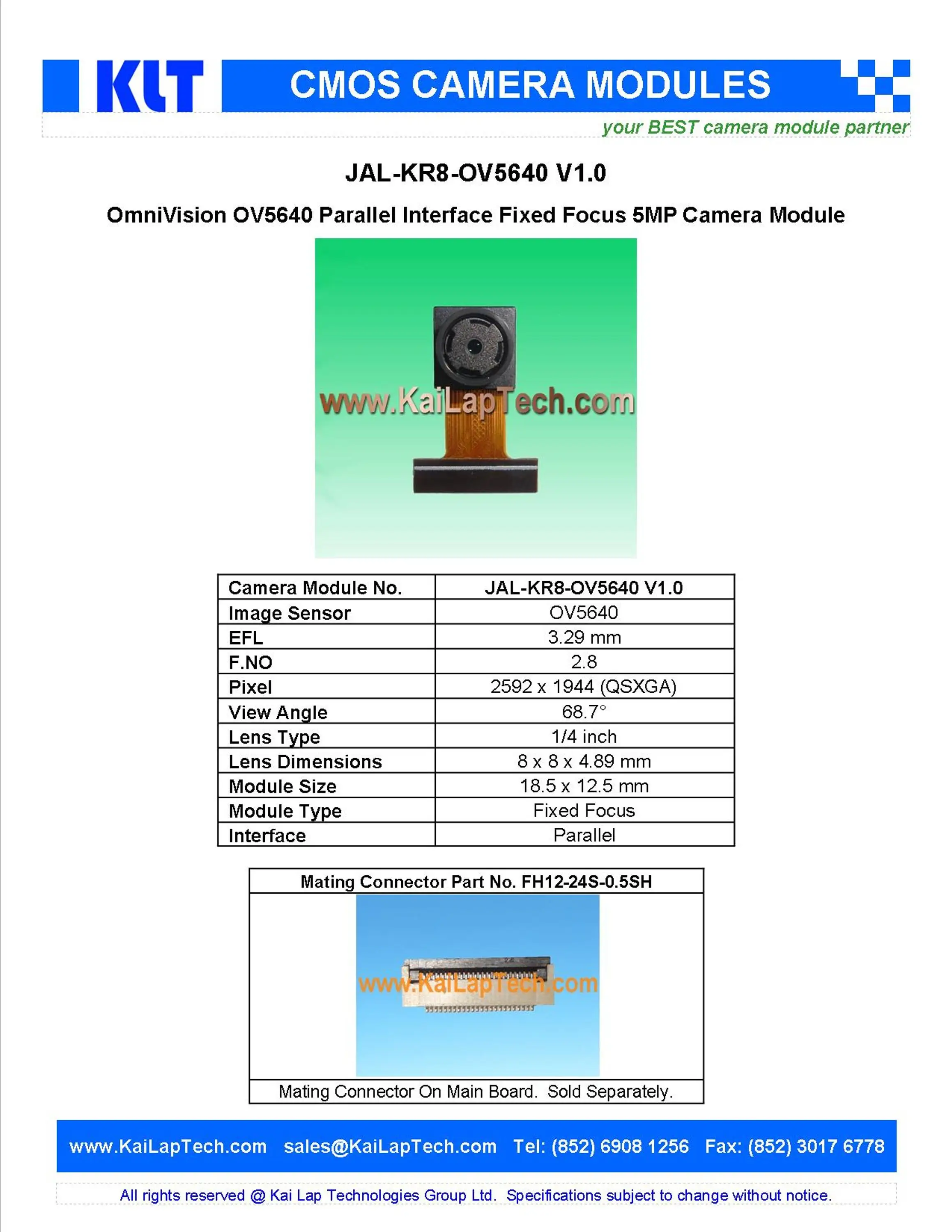 Omnivision Ov5640 Parallel Interface Fixed Focus 5mp Camera Module Jal ...