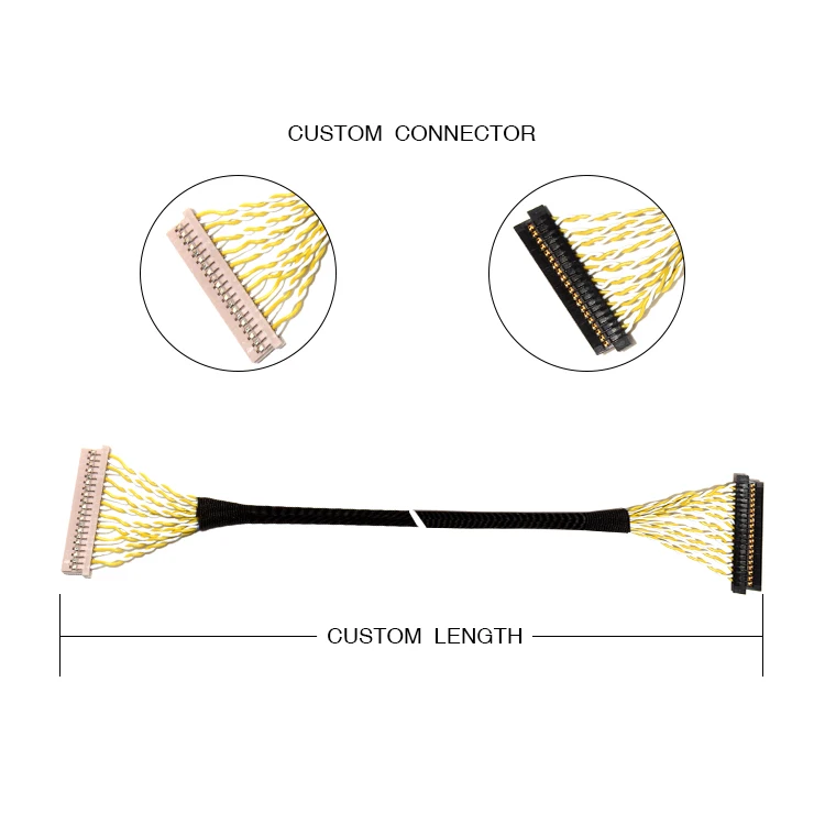 Shenzhen Sino-media Customize 20 30 40 60 Pin Connector Lvds Cable For ...