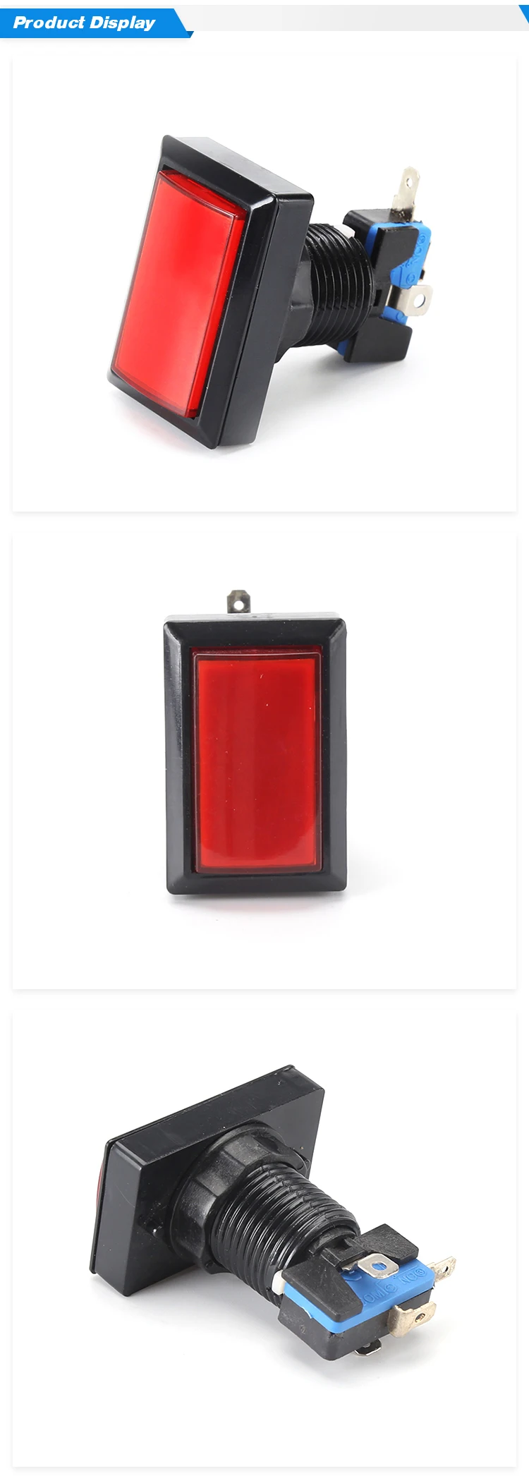 Factory 16A 250VAC 24mm Push Button Arcade Game Machine Transparent Small square Arcade Push ...