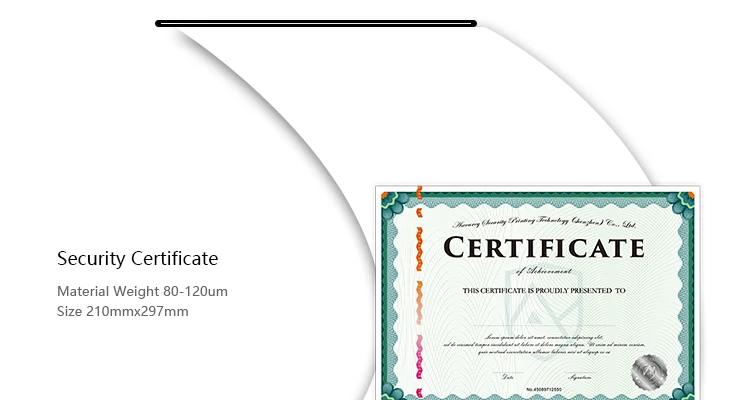 Custom A4 Security Certificate Printing With Watermark And Security ...
