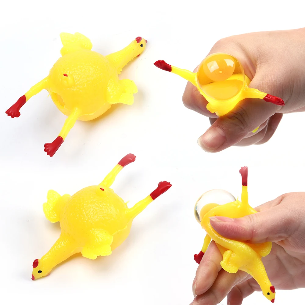 Promotional Trick-playing Yellow Rubber Chicken Lays Eggs Toy Water ...