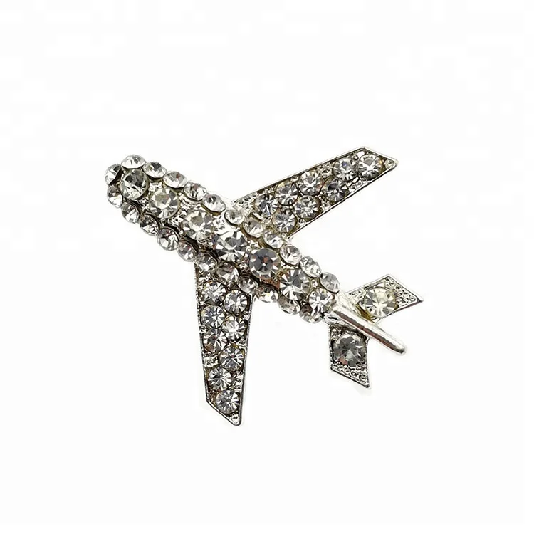 Wholesale Airplane Rhinestone Fashion Brooch Custom Crystal Aircraft ...