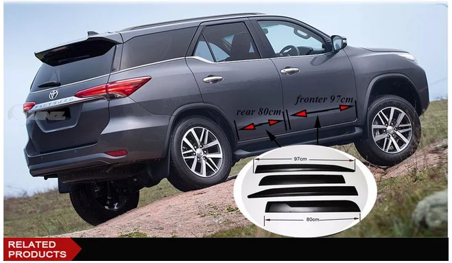 YCSUNZ Fortuner 2016-2017 Chrome Side Doors Cladding Trim