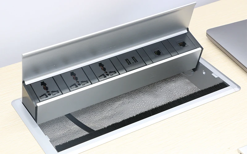 In Desk Brush Wire Grommet Flip Cover Power Socket / Conference Table ...