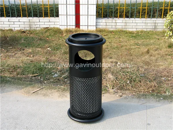 Powder Coated Perforated Steel Metal Outdoor Urban Street Dustbin - Buy ...