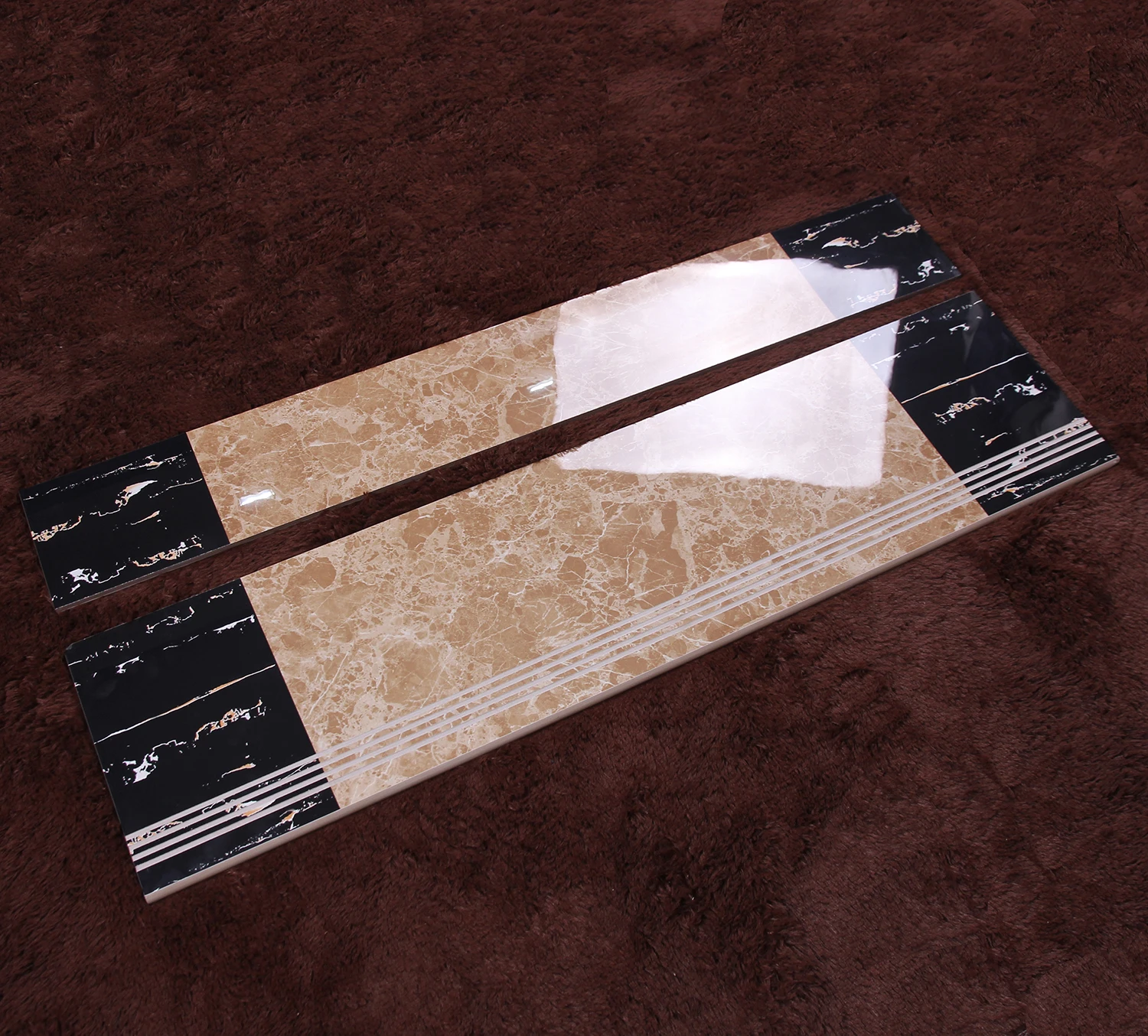 Modern Light Yellow Marble Look Porcelain Step Nose Tiles For Farmhouse ...