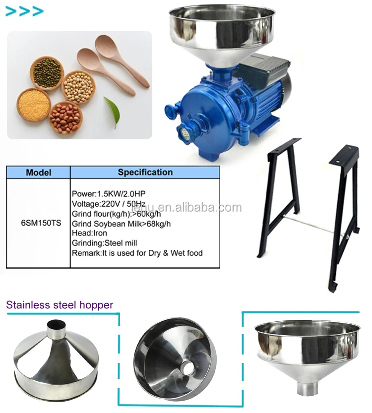Stainless Steel Hopper Funnel Mini Maize Wheat Flour Mill Machine ...
