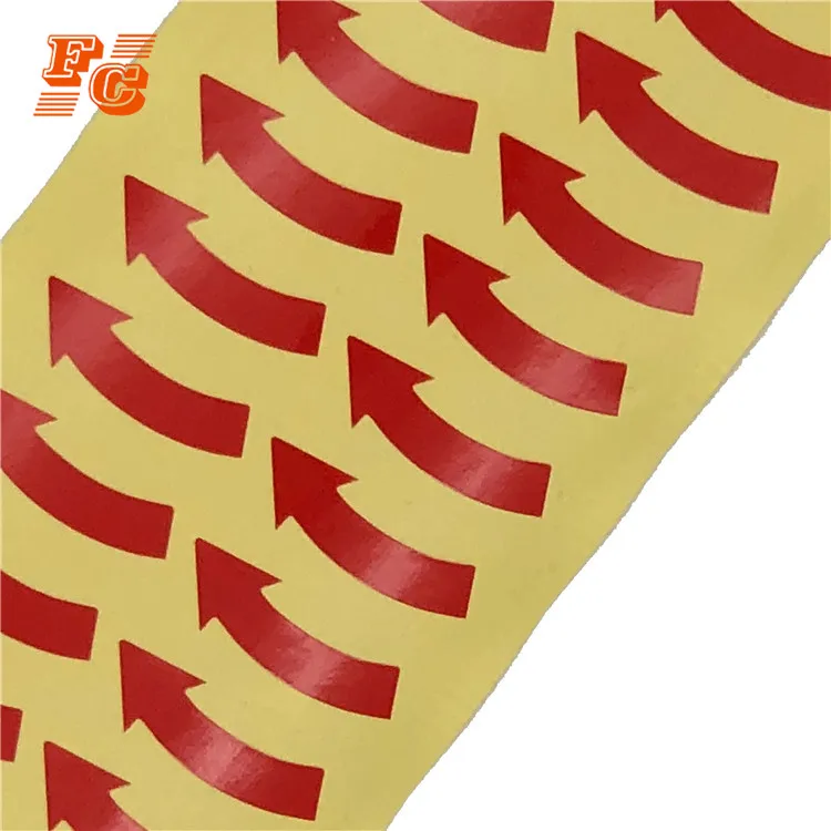Custom PET Self Adhesive Red Arrow PP Matte Film Label Sticker