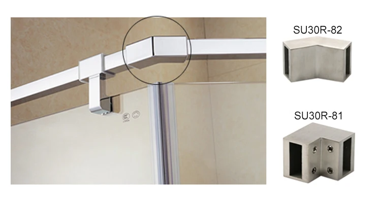 Optional Stainless Steel 45 Degree Glass Connector For Shower Enclosure ...