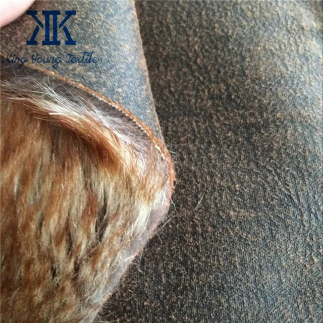 Faux Fox Fur Bonded Micro Suede Fabric / Ladies Long Coats Bonding ...