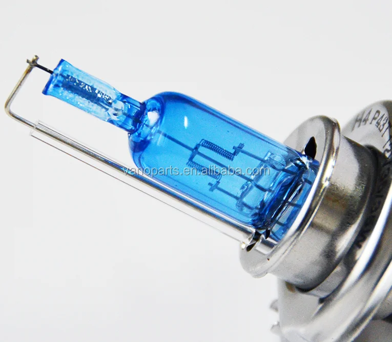 12V 35W H4 Blue Glass Motorcycle HIR Bulb - Warm White Light