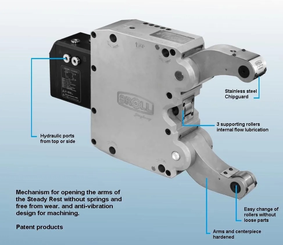 Lnsself Centering Hydraulic Steady Rest - Precision & Stability