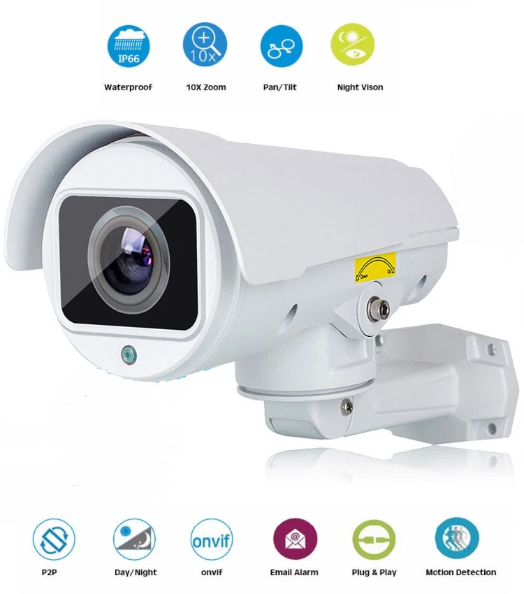 Poe Ptz Ip Camera,1080p 2mp 10x Zoom Network Hd Onvif Waterproof ...