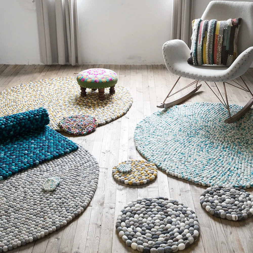 High Quality Nepal Handmade Rectangular Felt Ball Carpets & Rugs - Buy ...