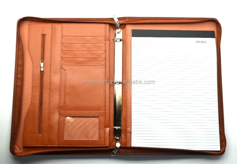 3 Ring Binder Compendium Folders Leather File Holder Portfolio For ...