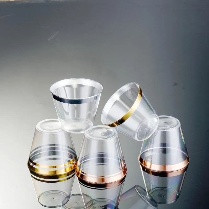 Customized Rose Rim Plastic Cups Fancy Disposable Wedding Elegant Party ...