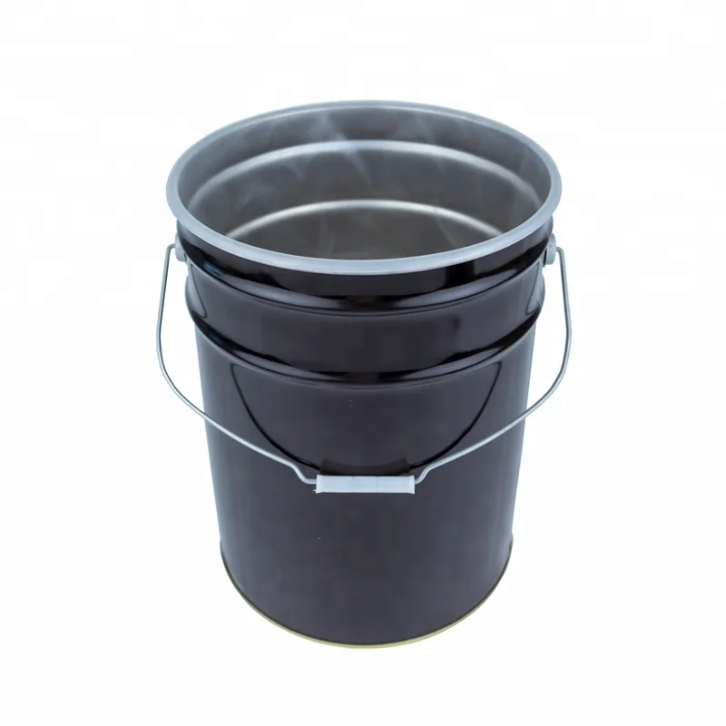 5 Gallon Black Paint Pails with Anti-rust Plastic Lining and Flower Lid ...