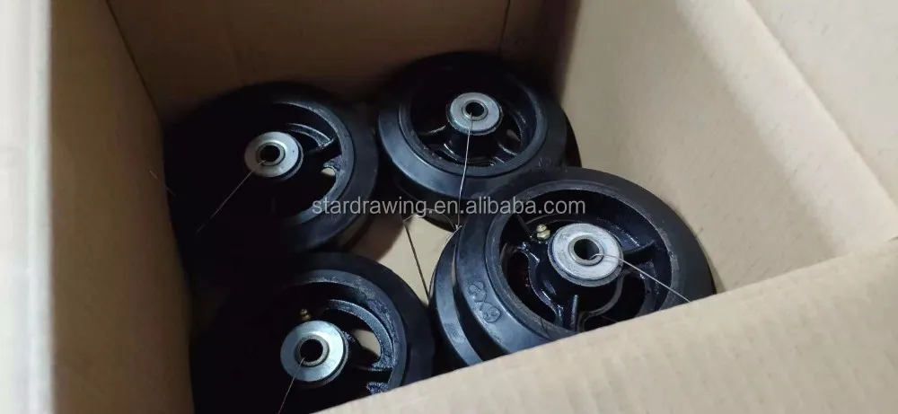 Ss 4 Inch Rubber Trolley Wheels With Side Brake Cast Iron Core 100 Mm ...